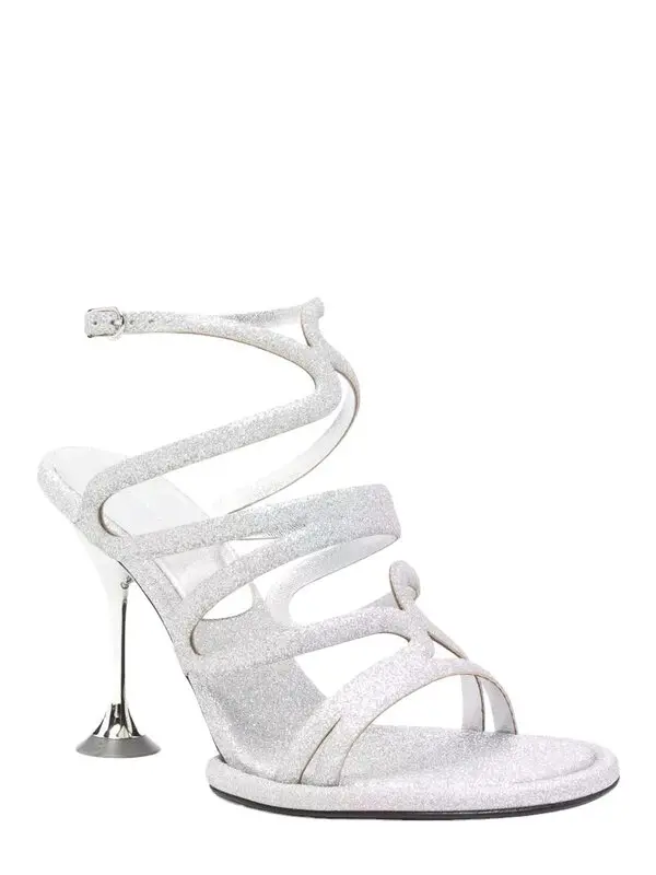 SERGIO ROSSI Sonic Glitter-effect Multi-strap Sandals - Silver