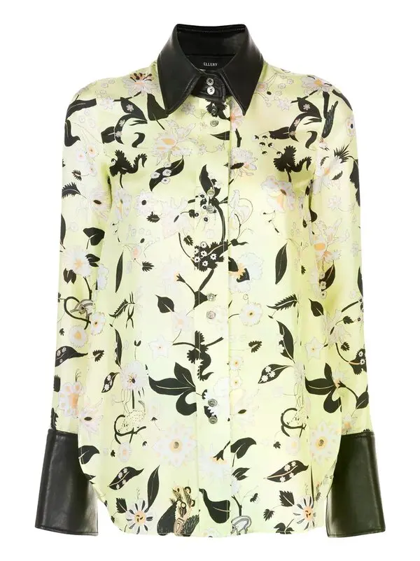 ELLERY Floral Print Silk And Cotton Blend Blouse - Yellow