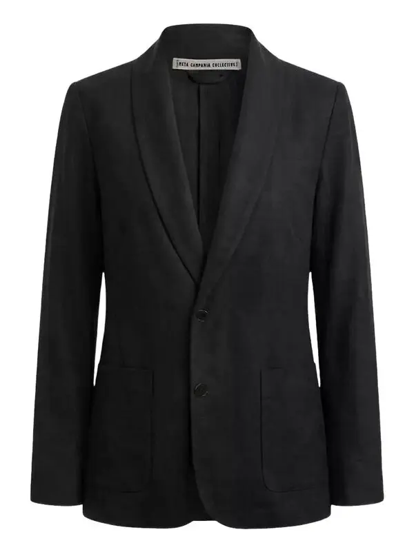META CAMPANIA COLLECTIVE Linen Shawl Lapel Jacket - Black
