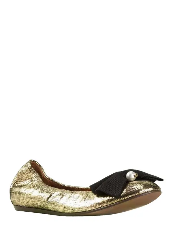 LANVIN Pearl Detail Bow Ballerinas - Metallic