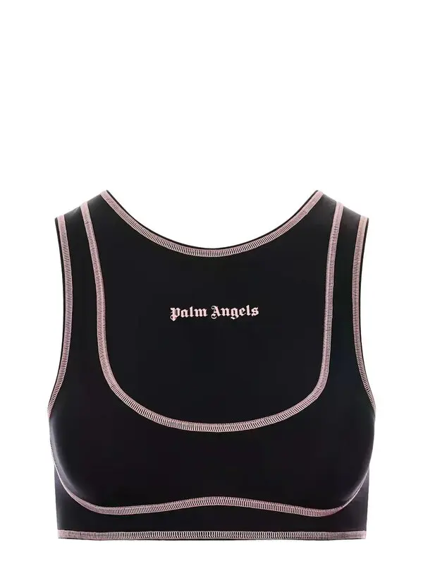Palm Angels Logo-print Cropped Tank Top - Black