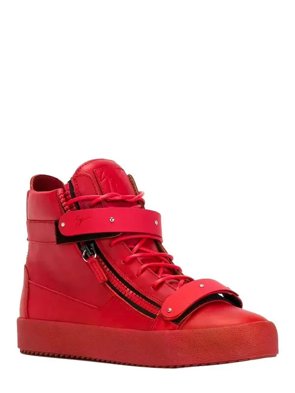 GIUSEPPE ZANOTTI Zip Detail Hi-top Sneakers - Red