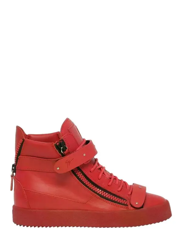 GIUSEPPE ZANOTTI Zip Detail Hi-top Sneakers - Red