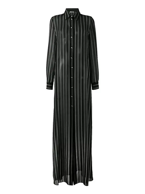 LANVIN Striped Maxi Shirt Dress - Black