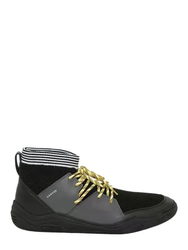 LANVIN Calf Leather And Techno Neoprene Diving Sneakers - Black