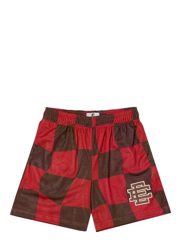 ERIC EMANUEL Wavy-check Mesh Shorts - Red