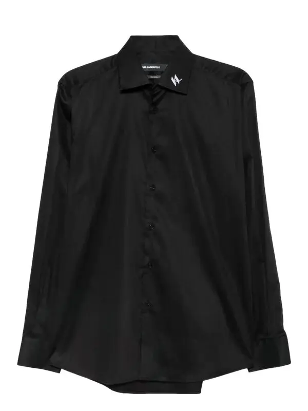 Karl Lagerfeld Logo-embroidered Long-sleeve Shirt - Black