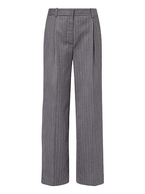 ANINE BING Trent Pinstripe Wool Trousers - Multi