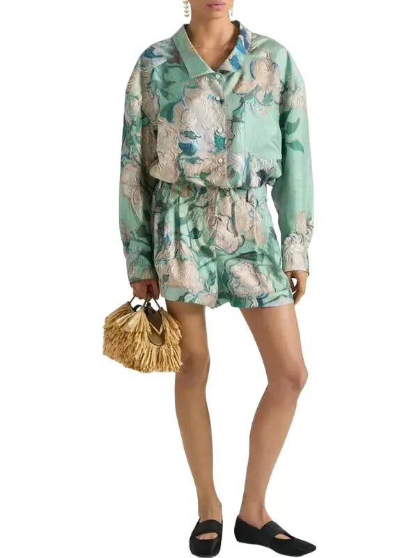 Givenchy Rose-print Cropped Shirt - Green