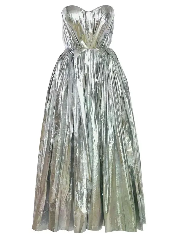 Alexander McQueen Metallic-finish Bustier Midi Dress - Silver