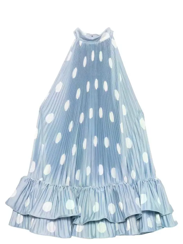 L'IDEE Soleil Polka-dot Pleated Mini Dress - Blue