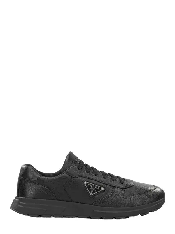 Prada Prax 2.0 Logo-plaque Leather Sneakers - Black