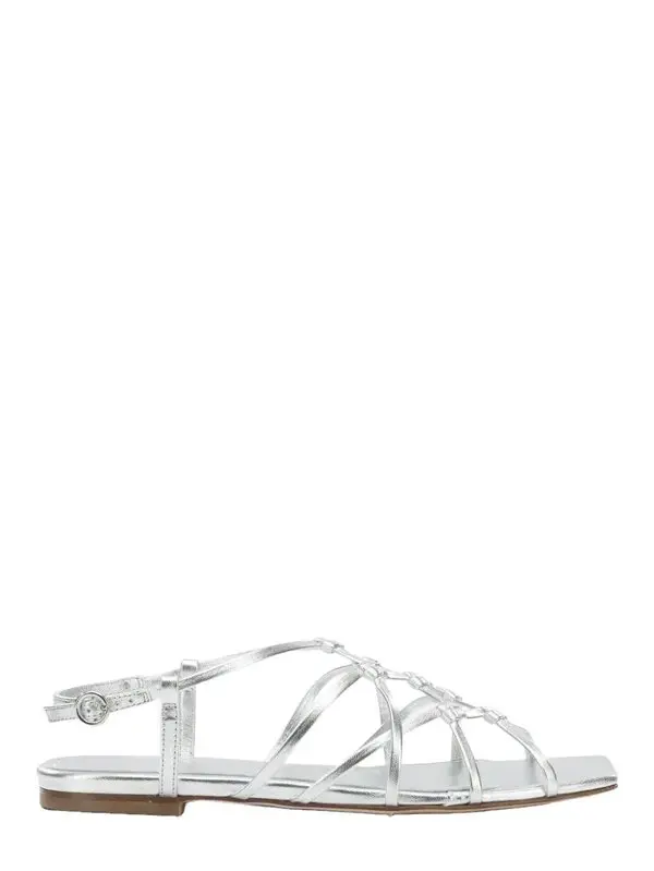AeydĒ Anisa Leather Flat Sandals - Silver