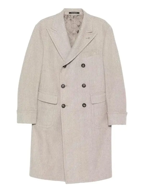 Tagliatore Double-breasted Herringbone-pattern Coat - Neutrals