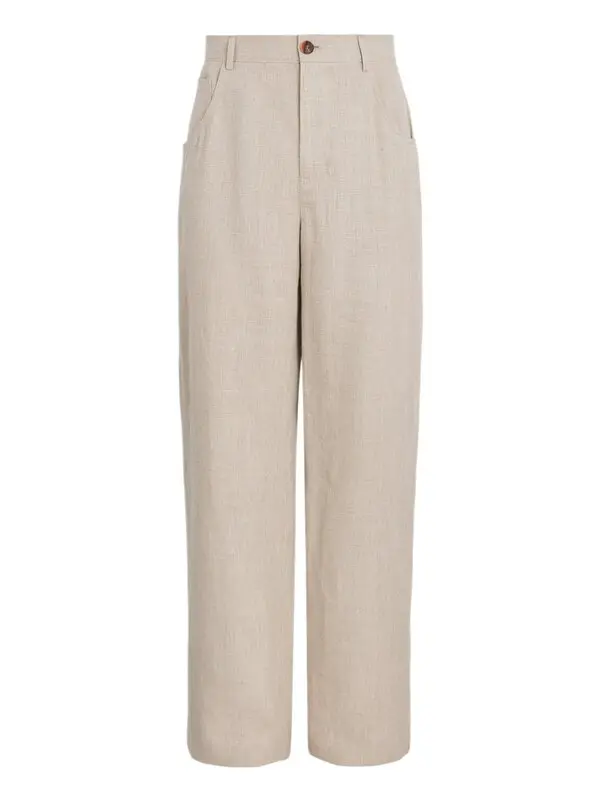 Séfr Arno Tailored Wide Leg Trousers - Beige