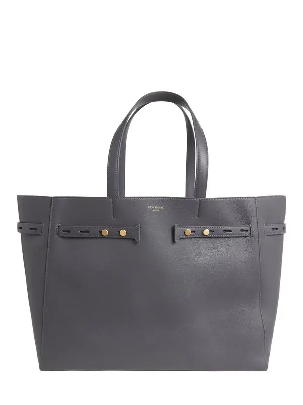 Thom Browne Leather Cabas Tote Bag - Grey