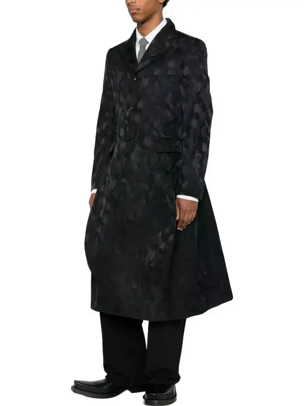Comme Des Garçons Camouflage-jacquard Coat - Black