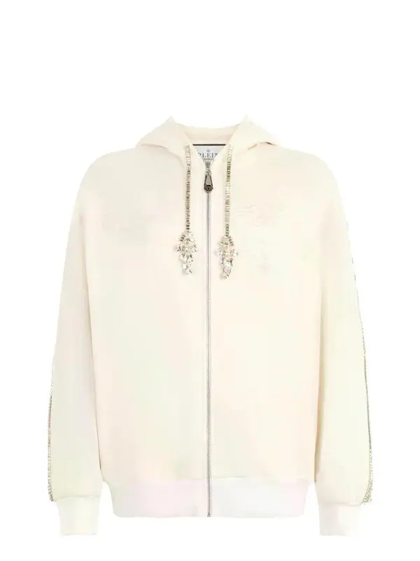 Philipp Plein Embellished Zip-up Hoodie - Neutrals
