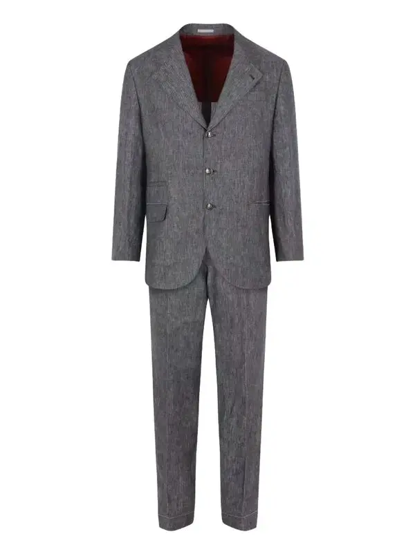 Brunello Cucinelli Single-breasted Linen Suit - Grey