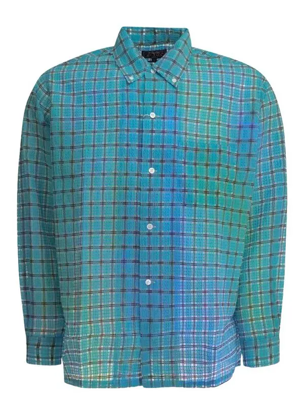 BEAMS Check-pattern Button-down Shirt - Blue