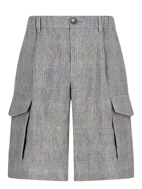 Herno Plaid Pattern Cargo Shorts - Grey
