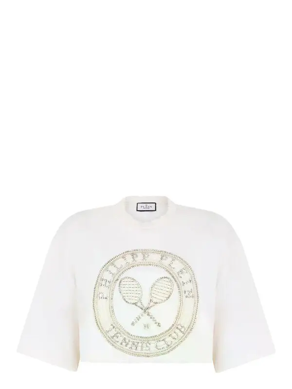 Philipp Plein Embellished Cropped T-shirt - Neutrals