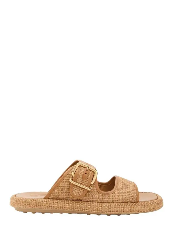 TOD'S Sandalo Leather-trim Raffia Sandals - Brown
