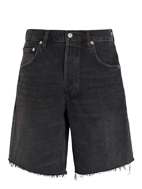 Citizens Of Humanity Ayla Frayed Denim Shorts - Black