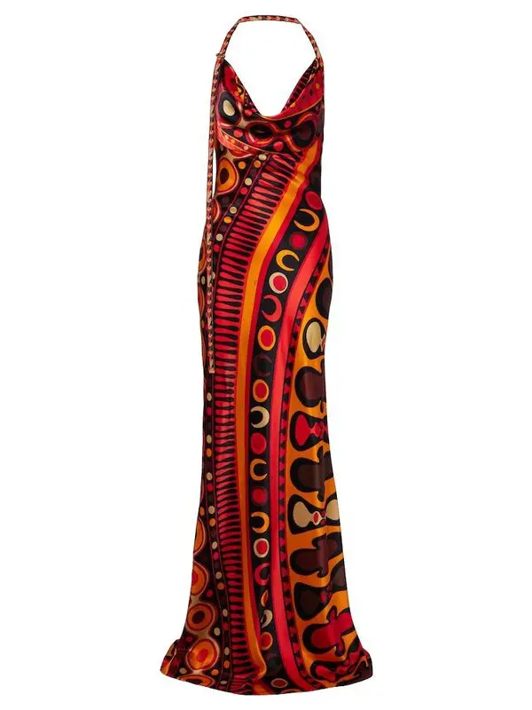 Emilio Pucci Soleil Open-back Satin Maxi Dress - Multicoloured
