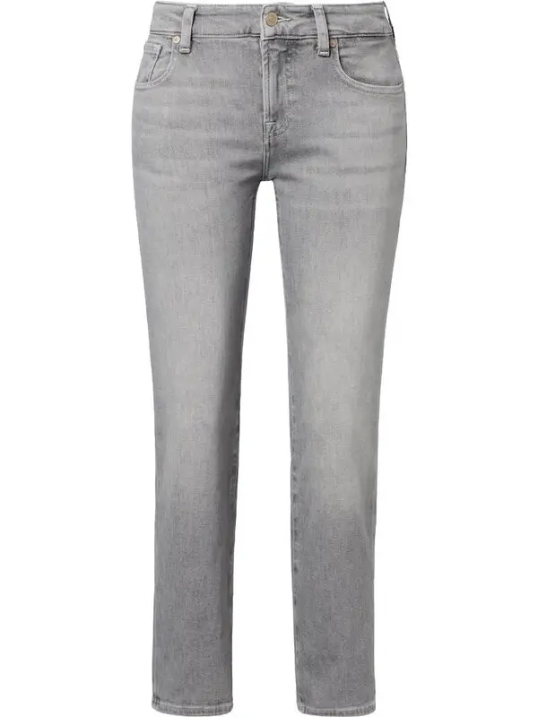 7 For All Mankind Calie Cropped Straight Jeans - Grey