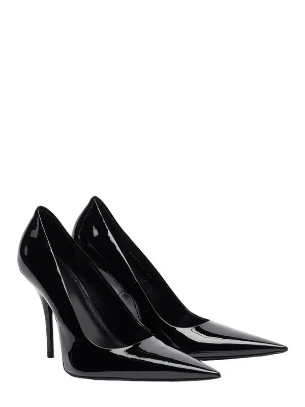 Balenciaga Patent Leather Pointed Toe Stiletto Pumps - Black