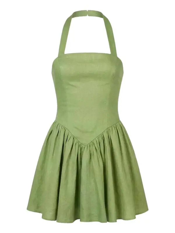 NICHOLAS Amalie Halter-neck Mini Dress - Green