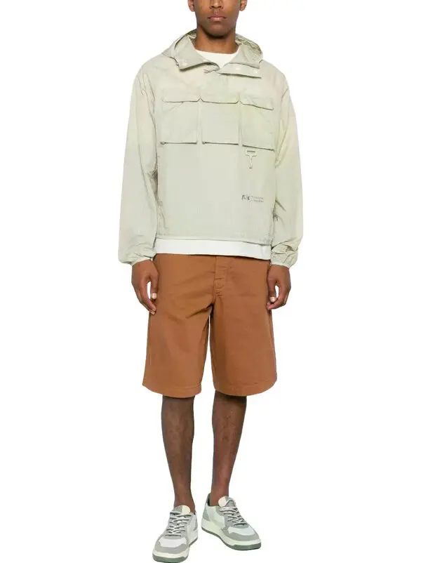 REPLAY Cotton Logo Patch Shorts - Brown