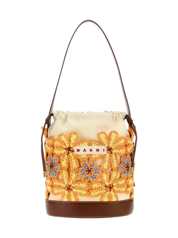 Marni Crochet-flower Bucket Bag - Orange