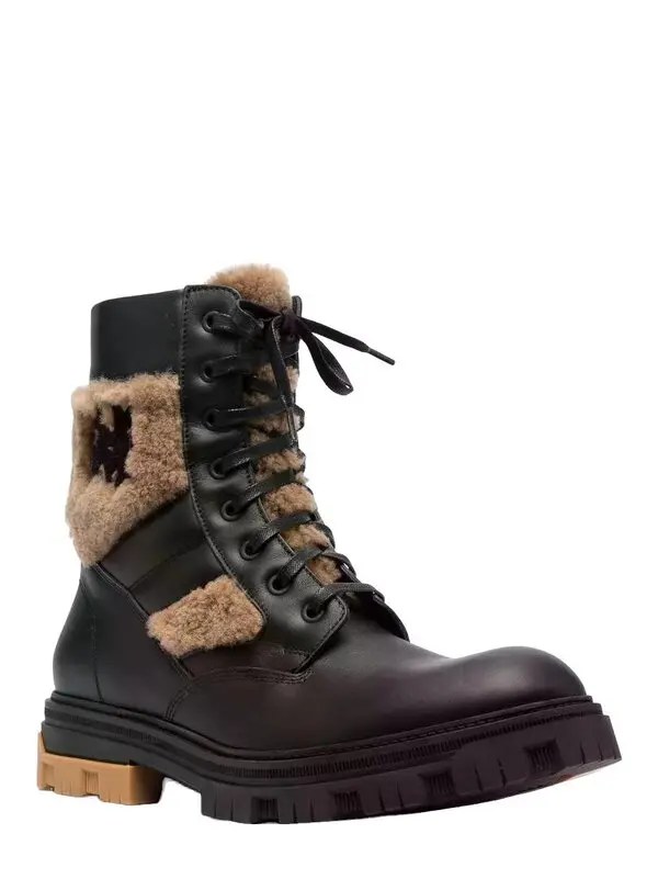 Amiri Fur-panelled Lace-up Combat Boots - Black