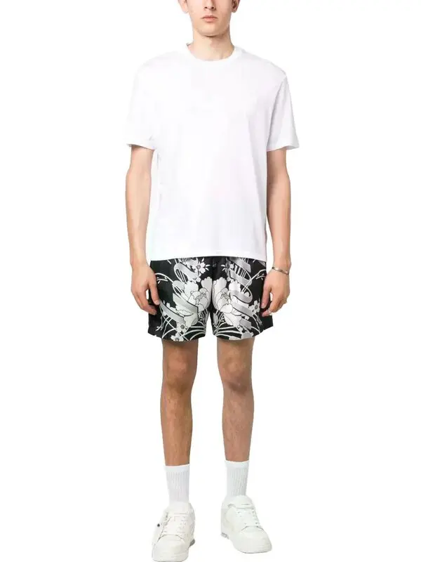 Amiri Floral-print Silk Track Shorts - Black
