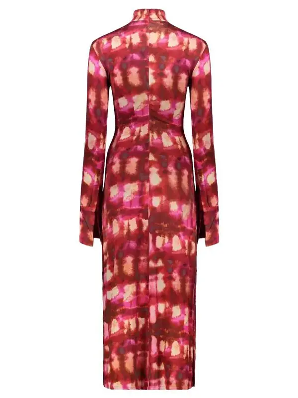 ELLERY Mock Neck Long Sleeve Midi Dress - Red