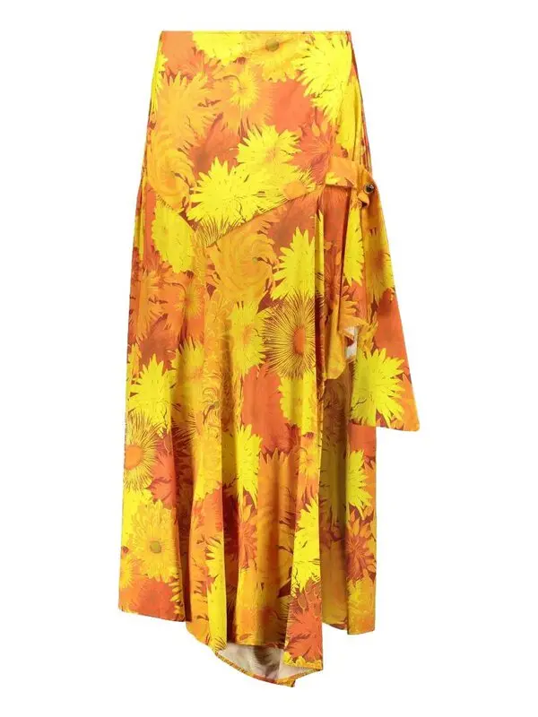 ELLERY Floral Print Asymmetric Skirt - Yellow