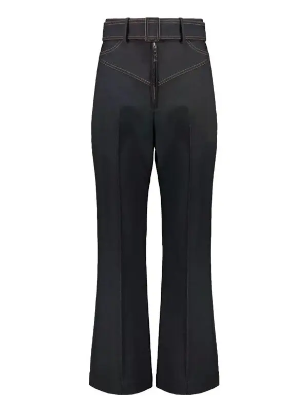 ELLERY Belted Contrast-stitch Trousers - Blue