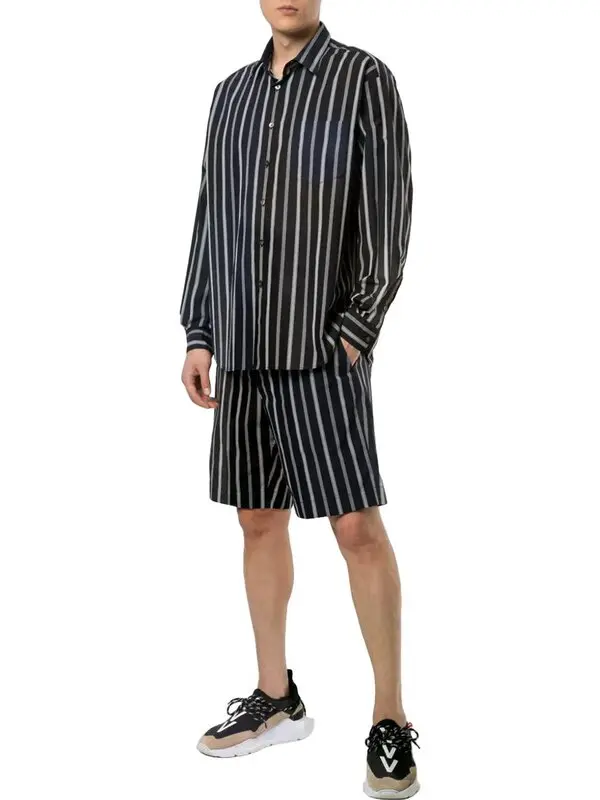 PORTS V Two Tone Striped Shirt - Blue