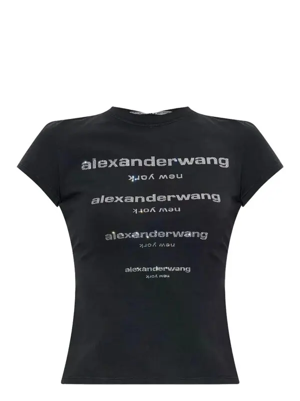 Alexander Wang Crystal-embellished Logo T-shirt - Black