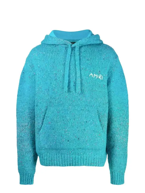 Amiri Knitted Logo Hoodie - Blue