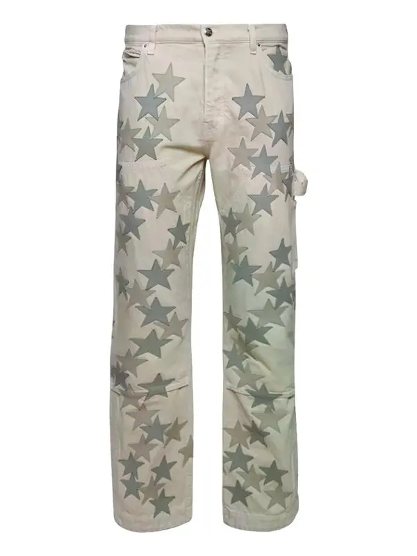 Amiri Star-print Straight-leg Trousers - Neutrals