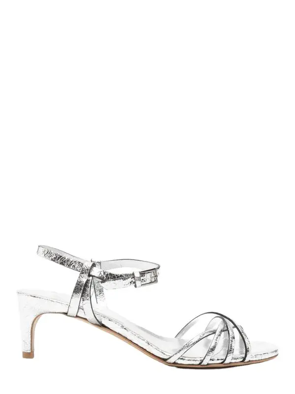 DEL CARLO Iride Crackled Effect Strappy Sandals - Silver