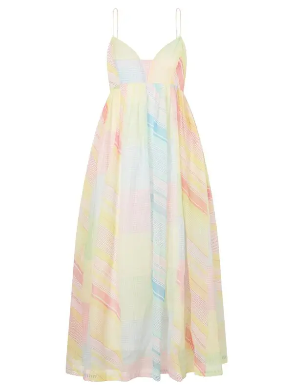 EKA Yuru Handwoven Cotton-kota Checked Midi Dress - Multi