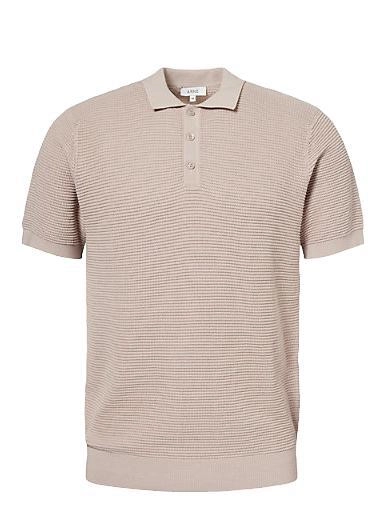 ARNE Short-sleeve Rib-knit Cotton Polo Shirt - Stone