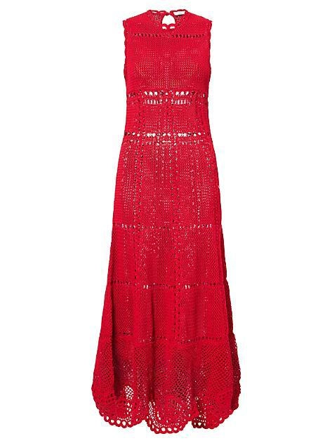 Erdem Crochet Cotton Midi Dress - Ruby Red