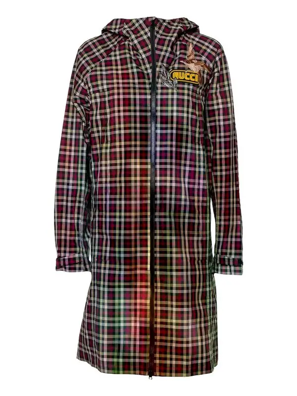 Gucci Plaid-check Hooded Coat - Red