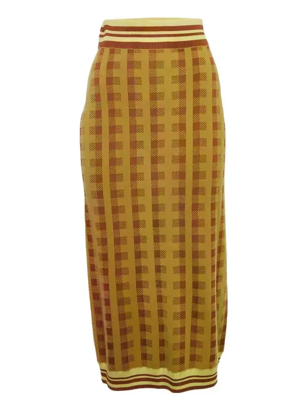 Dries Van Noten Gingham Knit Maxi Skirt - Yellow