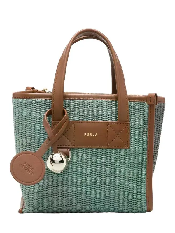 Furla Woven Leather-trim Mini Bag - Green